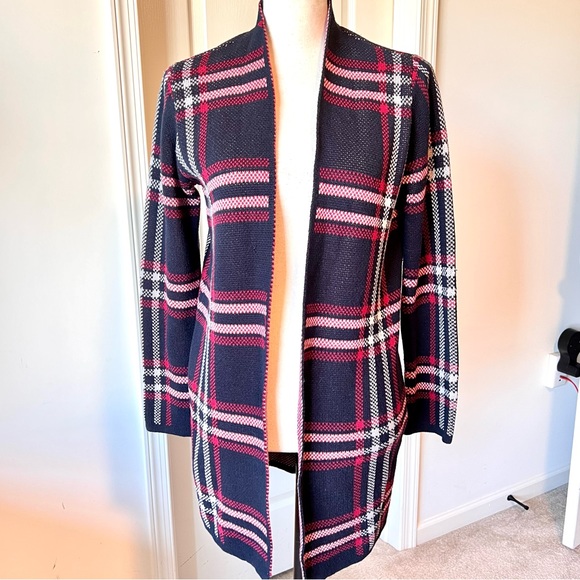 moon & madison | Sweaters | Moon Madison Windowpane Plaid Open Knit ...